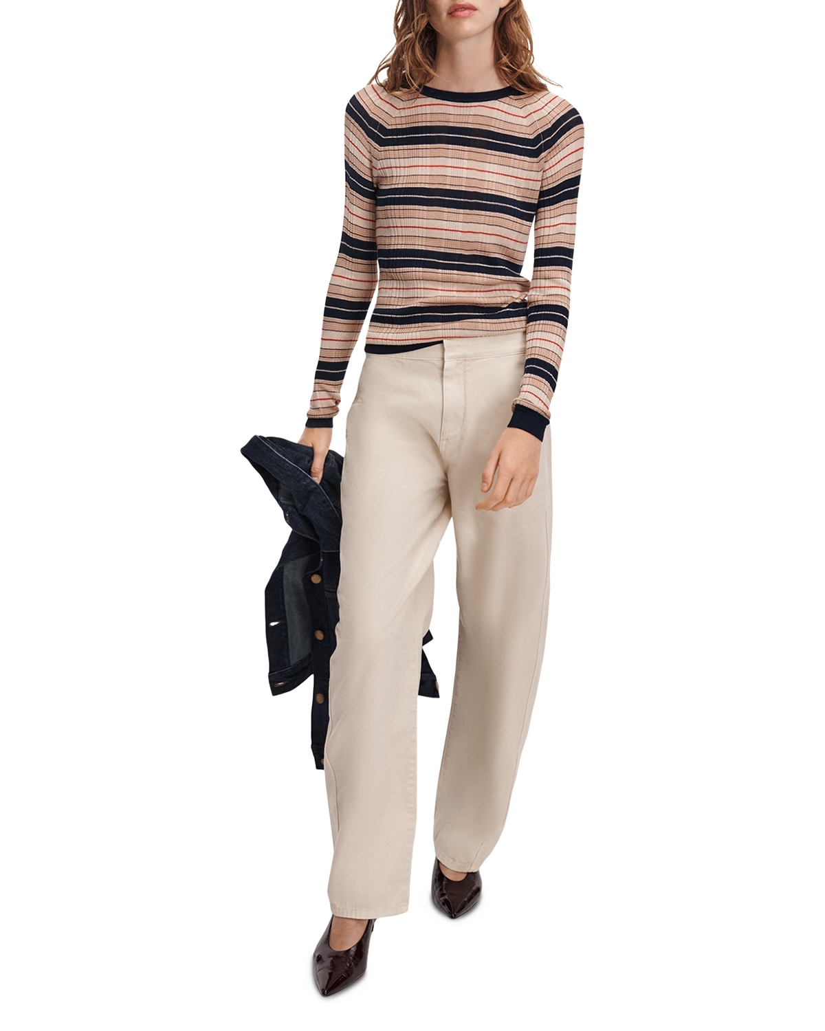 RAG & BONE Rag & Bone Teresa Striped Ribbed Knit Long Sleeve Tee